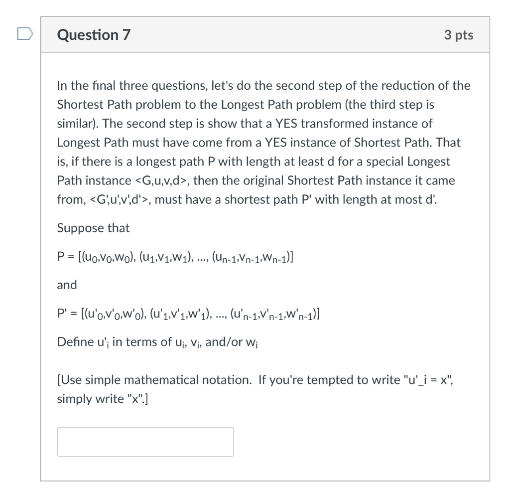 Solved Question 7 3 pts In the final three questions, let's | Chegg.com