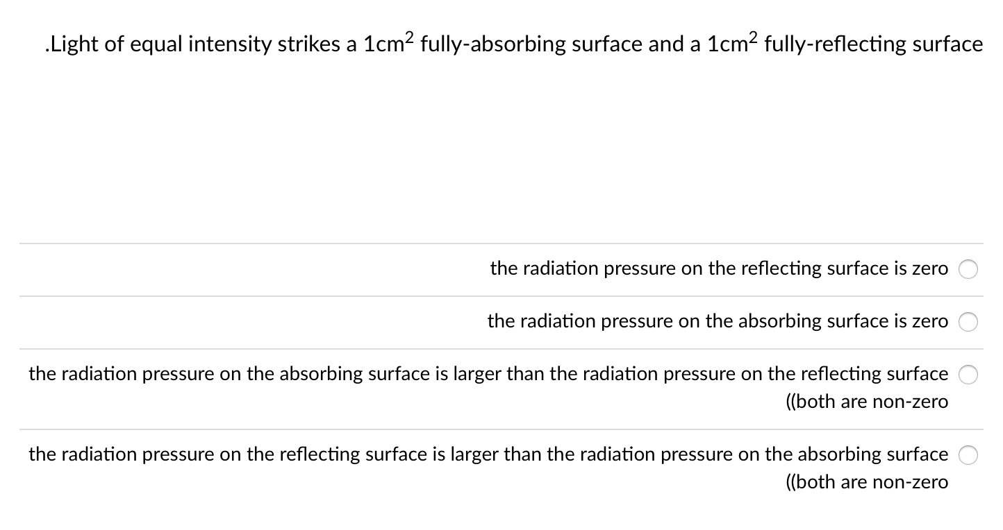 Solved .Light of equal intensity strikes a 1cm2 | Chegg.com