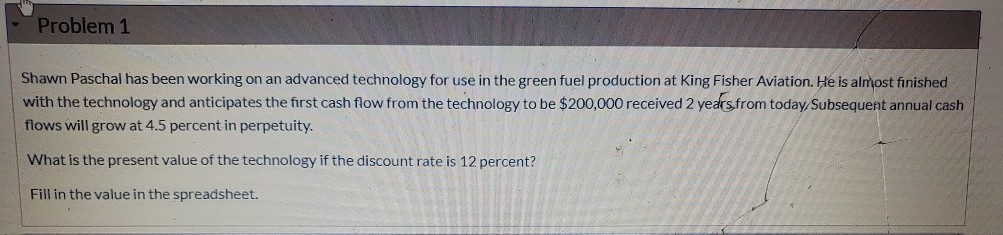 Solved Problem 1 Shawn Paschal has been working on an | Chegg.com