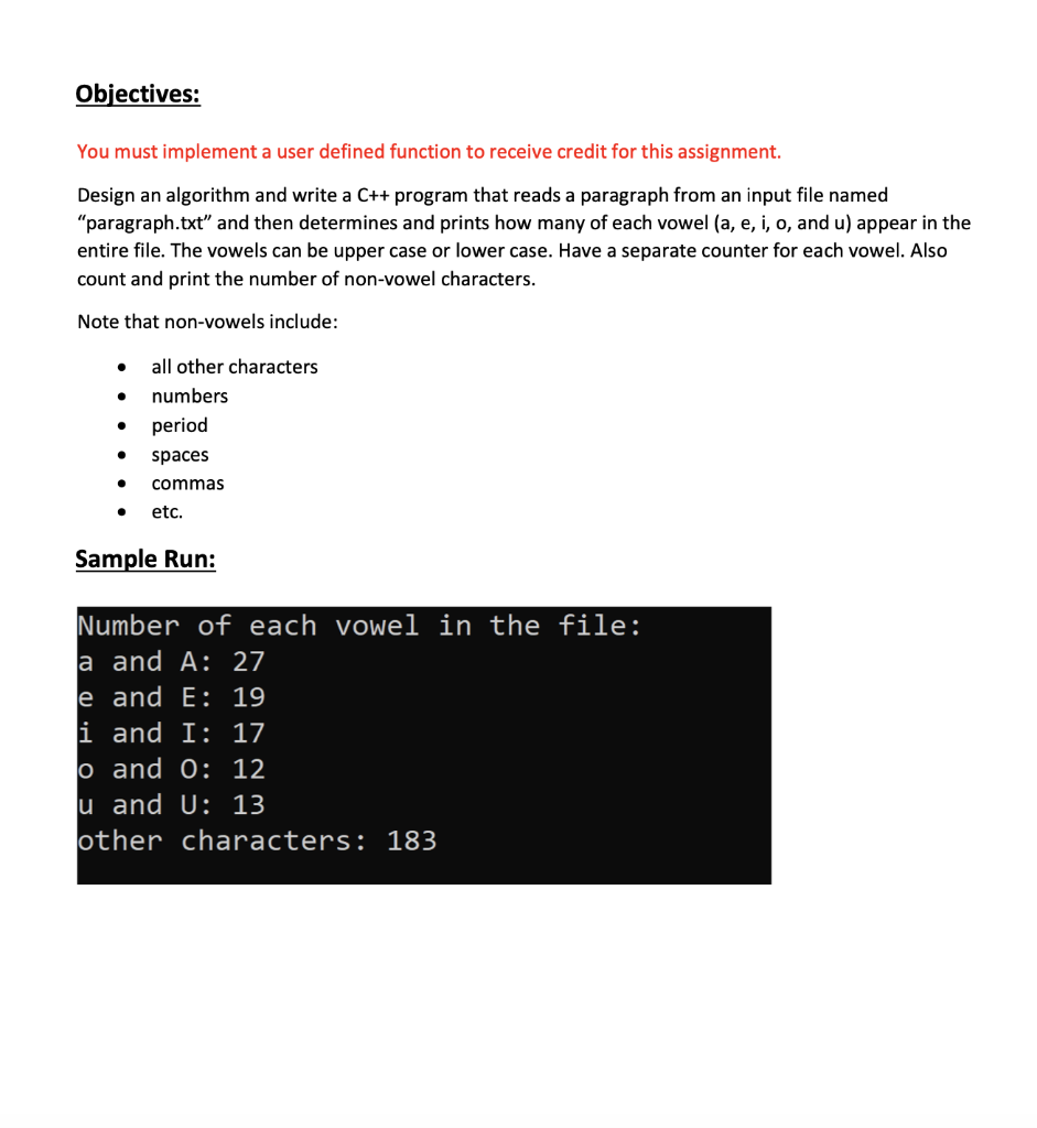 Solved Objectives: You must implement a user defined | Chegg.com
