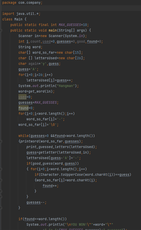 Solved In Java Write A Game Of Hangman Using Arrays Allow