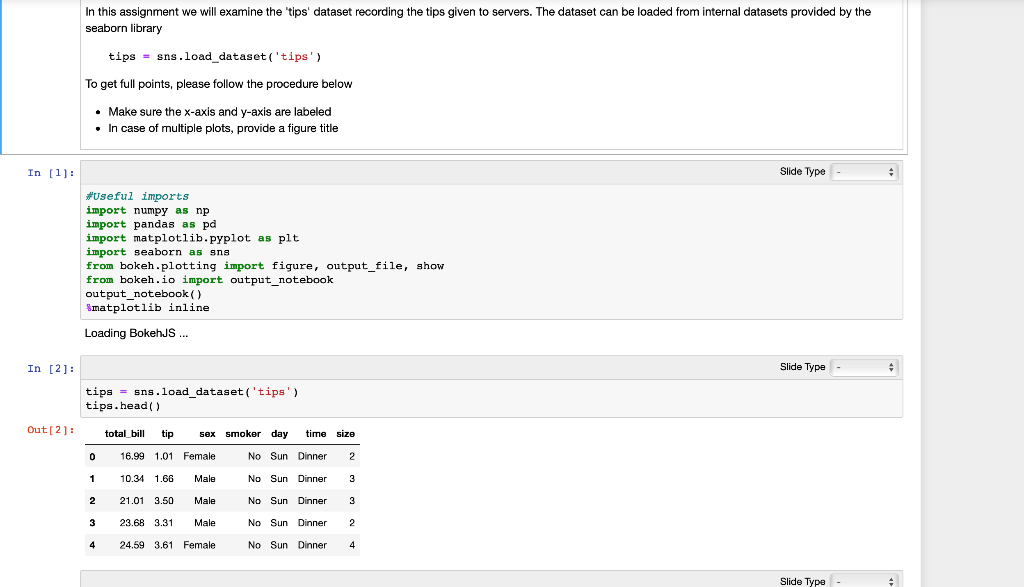 In this assignment we will examine the 'tips' dataset | Chegg.com