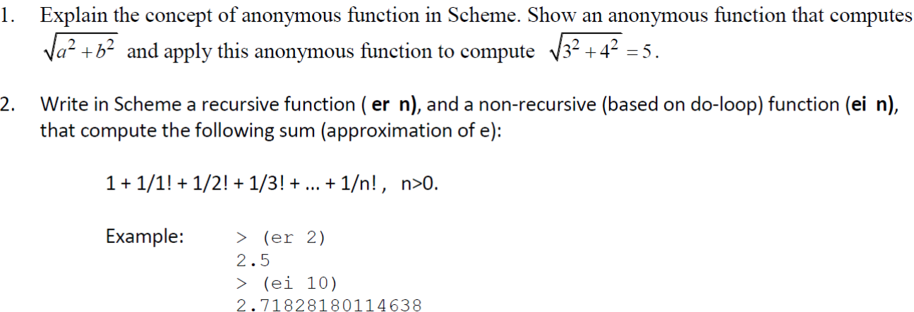 Solved 1. Explain the concept of anonymous function in | Chegg.com