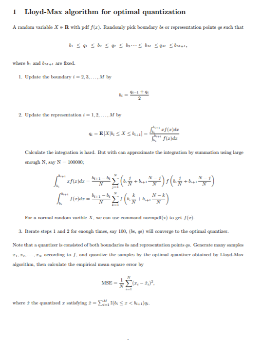 1. Optimal Non-uniform Quantization Consider a | Chegg.com