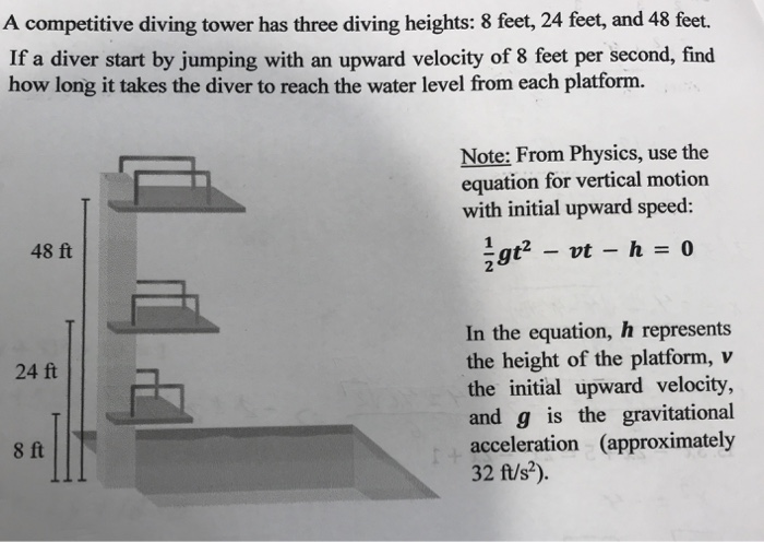 Solved A competitive diving tower has three diving heights: | Chegg.com