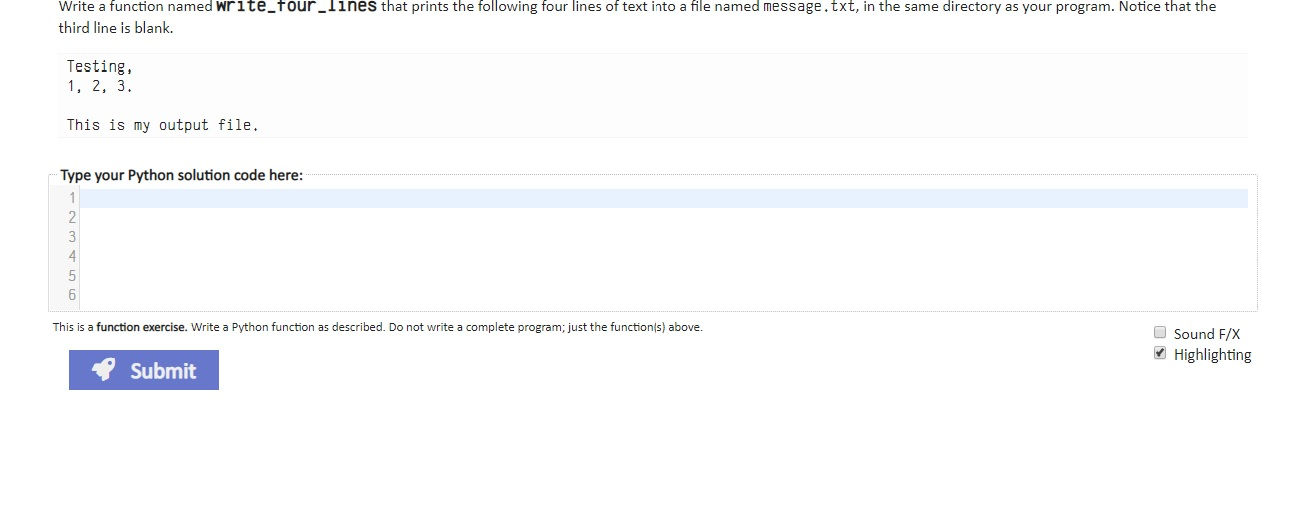 Solved PYTHON Write a function named write_four_lines that | Chegg.com