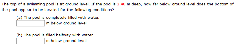 Solved The top of a swimming pool is at ground level. If the | Chegg.com