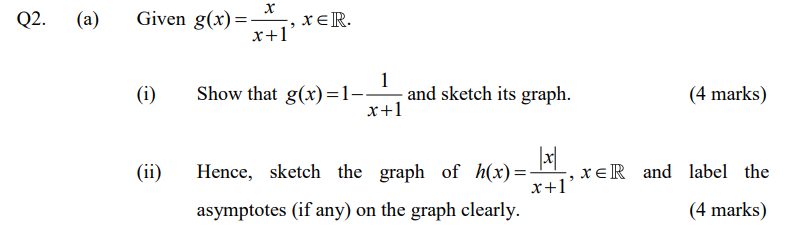 Solved X Q2. (a) Given g(x)= XER x+1 (i) 1 Show that g(x)=1- | Chegg.com