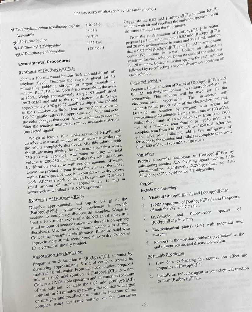 Solved Calculate the amount of NH4PF6 and n-Bu4NCl needed | Chegg.com