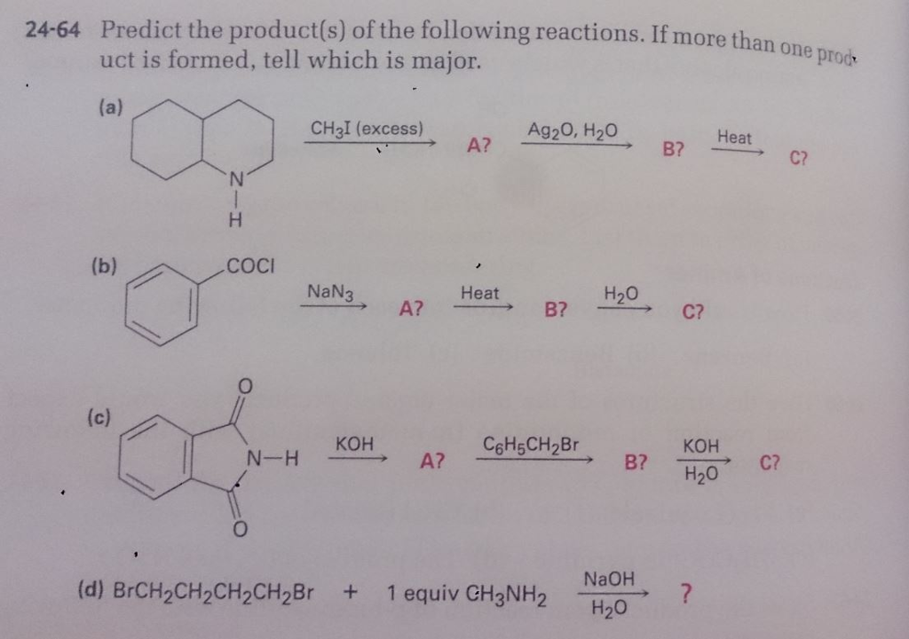 Solved Predict the product(s) of the following reactions. If | Chegg.com