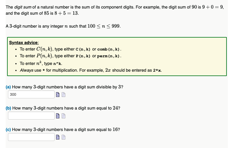 Solved The Digit Sum Of A Natural Number Is The Sum Of Its Chegg