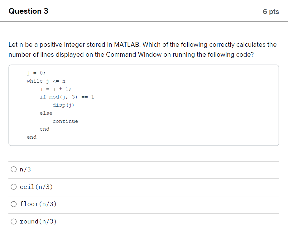 Solved Question 3 6 pts Let n be a positive integer stored | Chegg.com