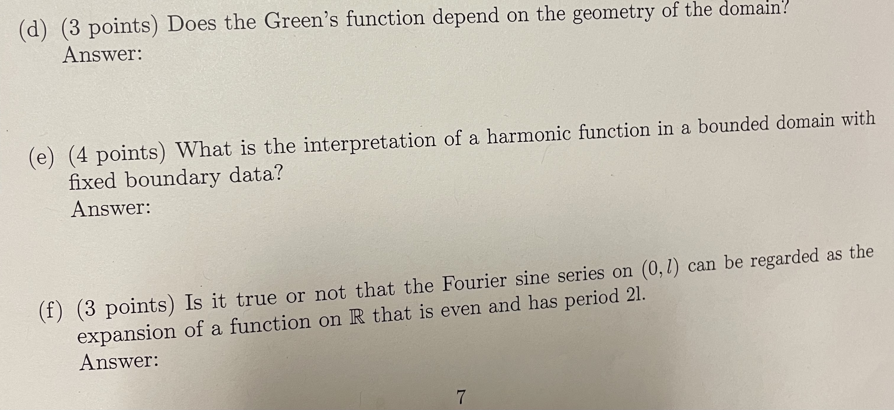 Solved (d) (3 points) Does the Green's function depend on | Chegg.com