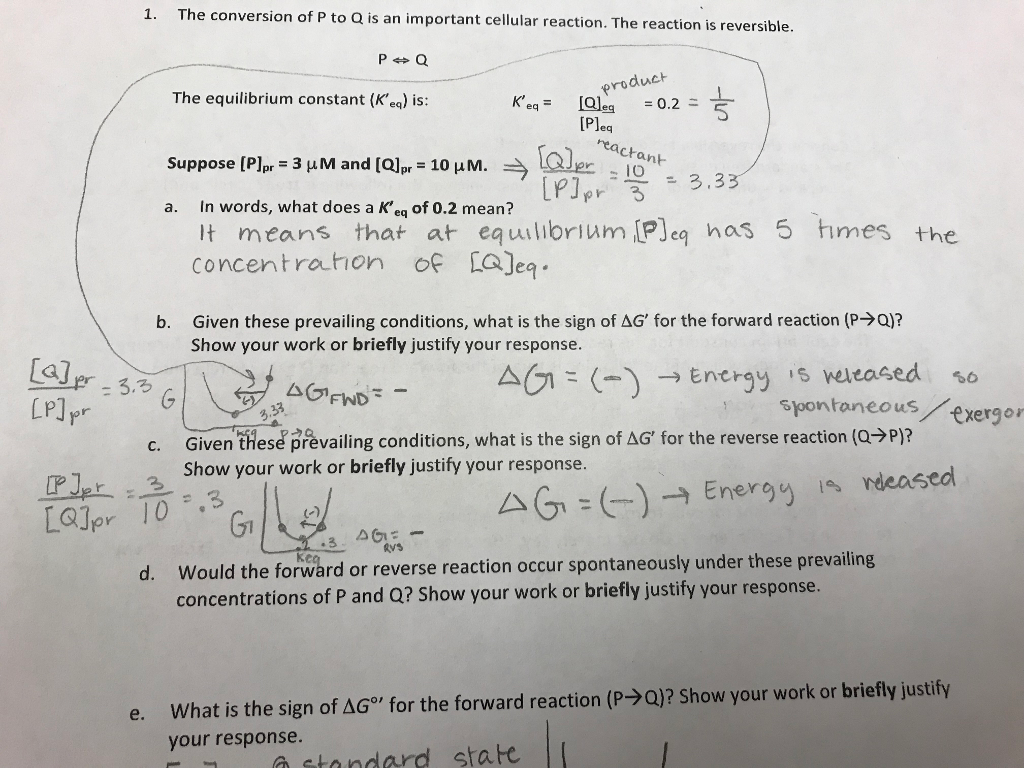 Solved 1. The conversion of P to Q is an important cellular | Chegg.com