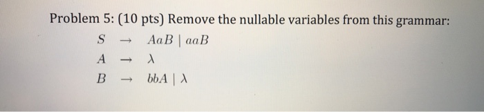 Solved Problem 5: (10 pts) Remove the nullable variables | Chegg.com