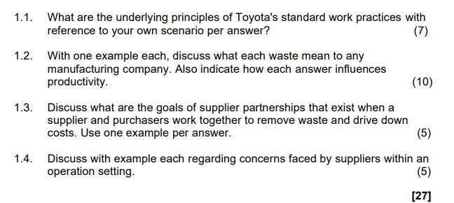 Solved 1.1. What are the underlying principles of Toyota's | Chegg.com