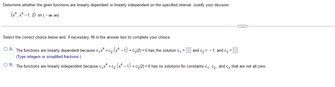 Solved Determine whether the given functions are linearly | Chegg.com