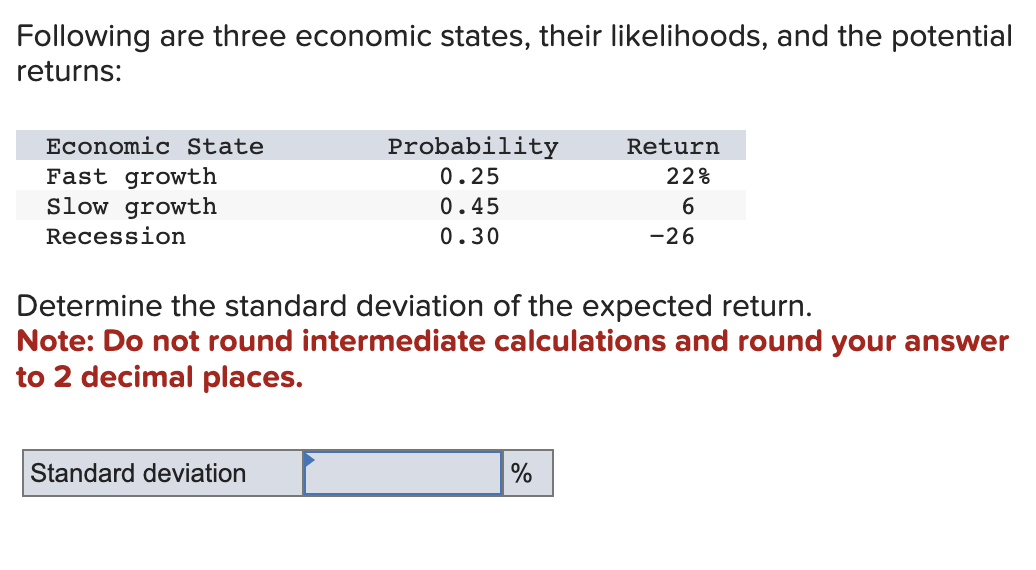 Solved Following are three economic states, their | Chegg.com