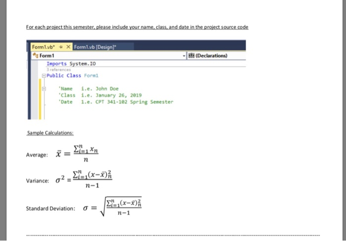Solved CPT 341 VB.NET NJIT Project 1-Data Calculator, Spring | Chegg.com