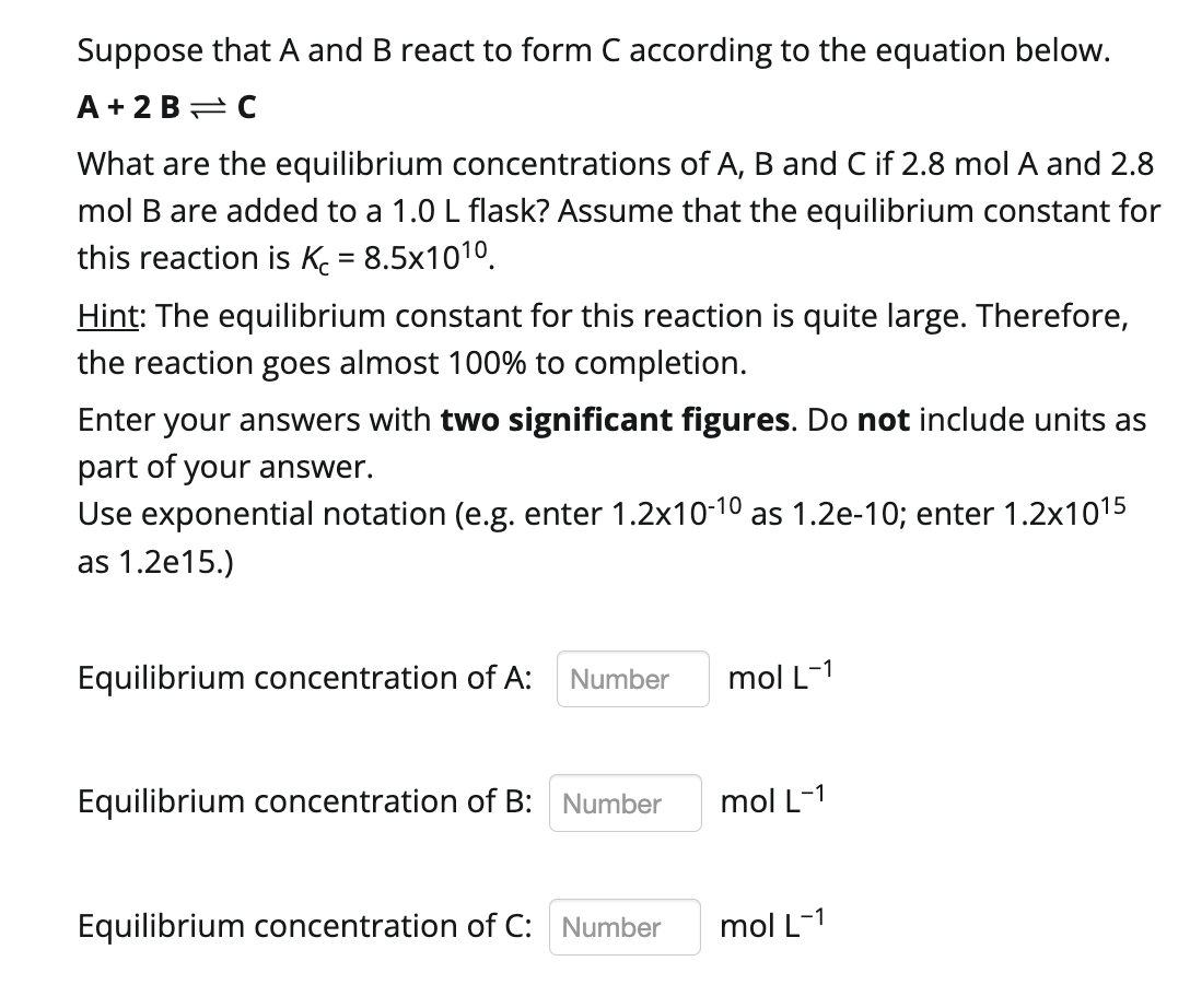 Solved Suppose that A and B react to form C according to the | Chegg.com