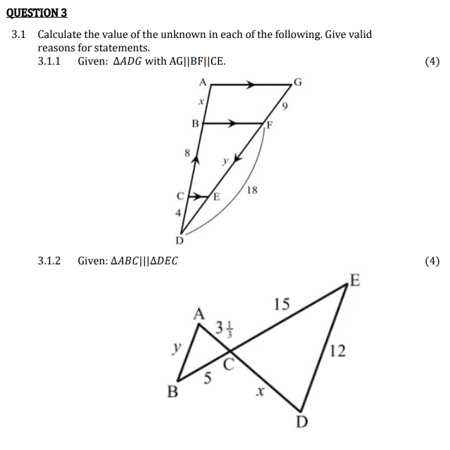 Solved 3.1 Calculate the value of the unknown in each of the | Chegg.com