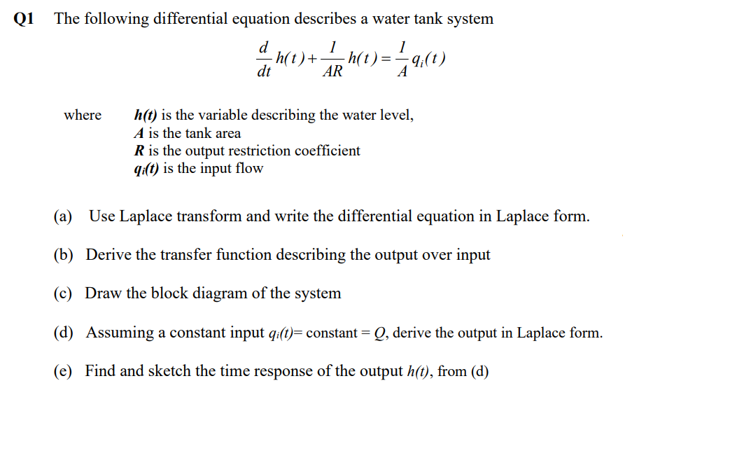 Solved Q1 The following differential equation describes a | Chegg.com
