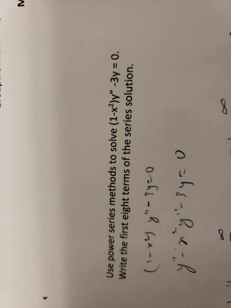 Solved Use power series methods to solve (1-x2)y"-3y :0. | Chegg.com