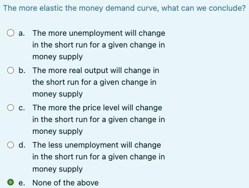 Solved The more elastic the money demand curve, what can we | Chegg.com