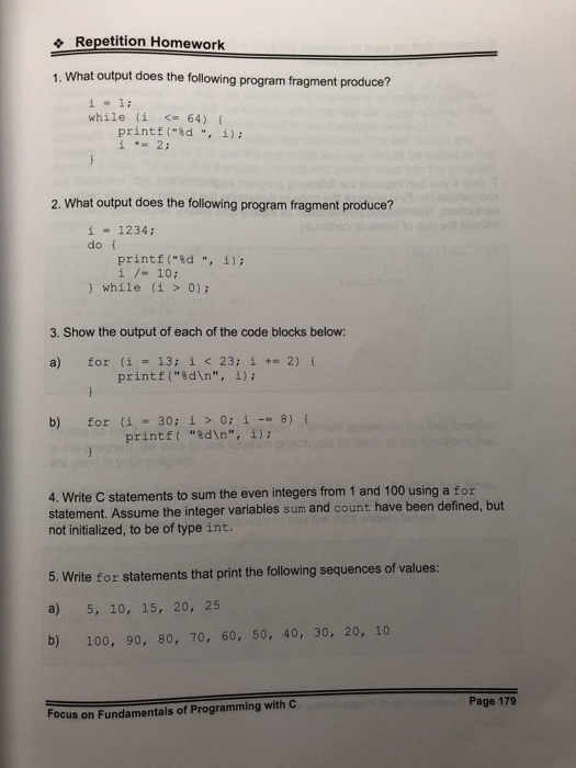 Solved Repetition Homework 1. What output does the following | Chegg.com