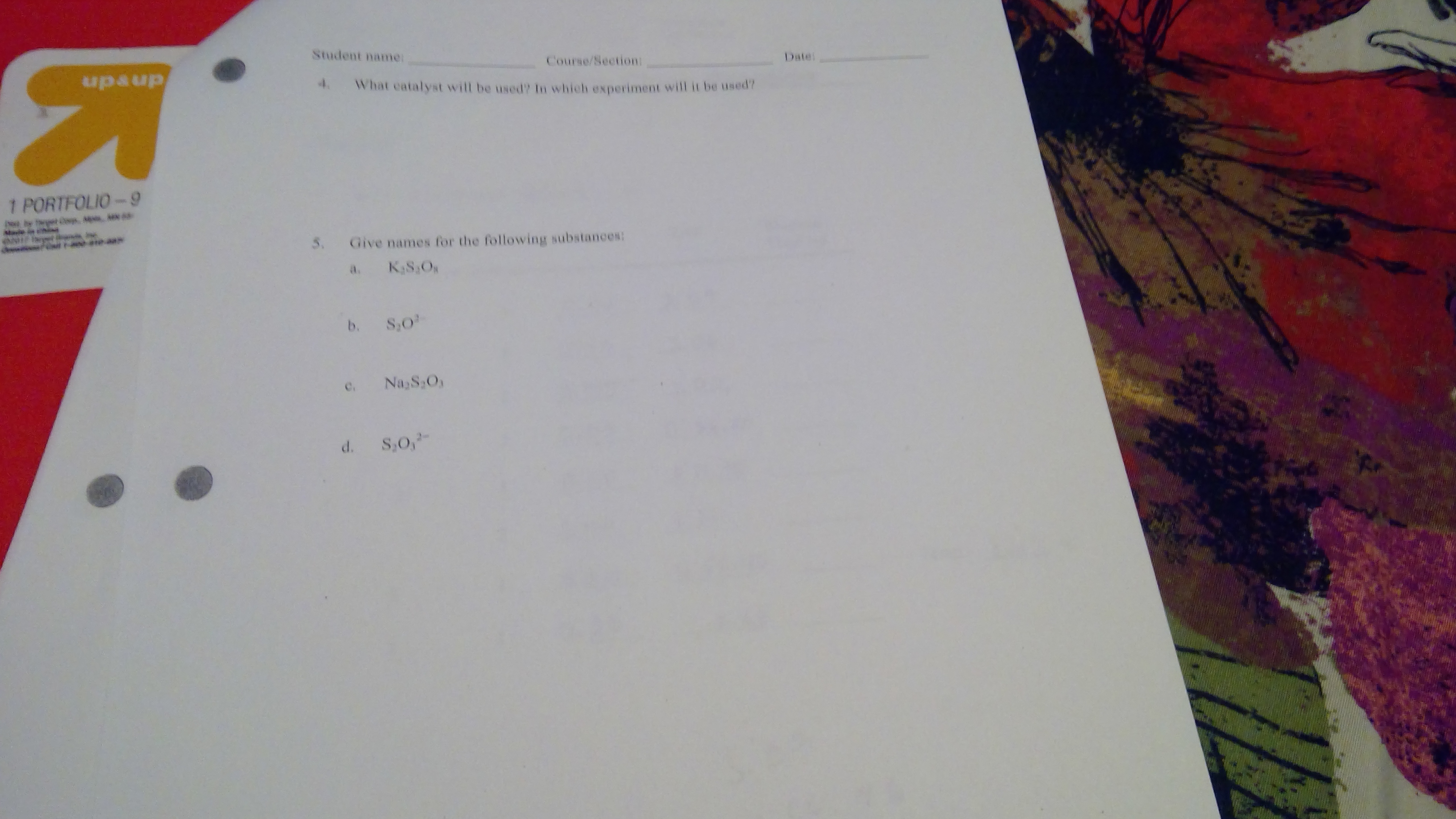 Solved Student name: Course/Section: Date: 4. What eatalyat | Chegg.com