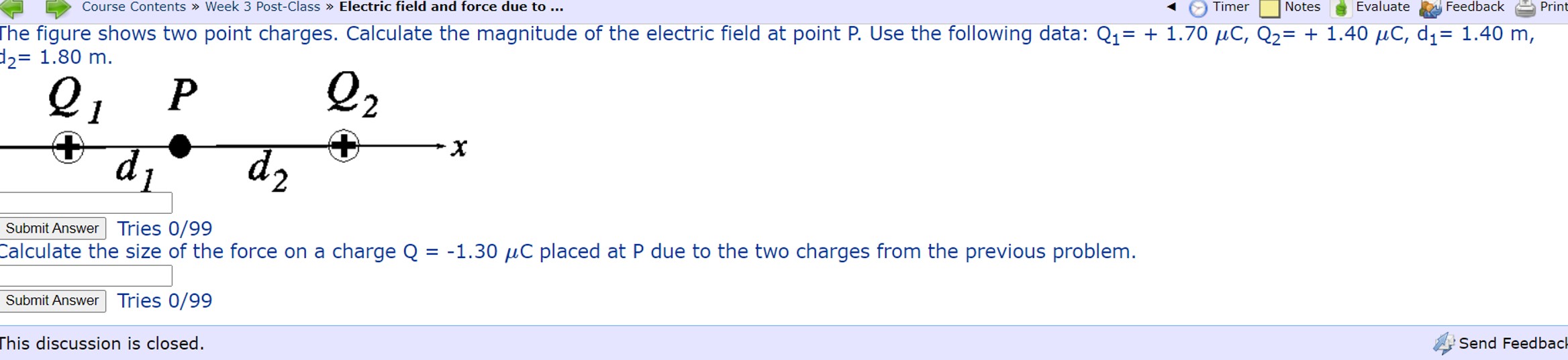 The figure shows two point charges. Calculate the | Chegg.com