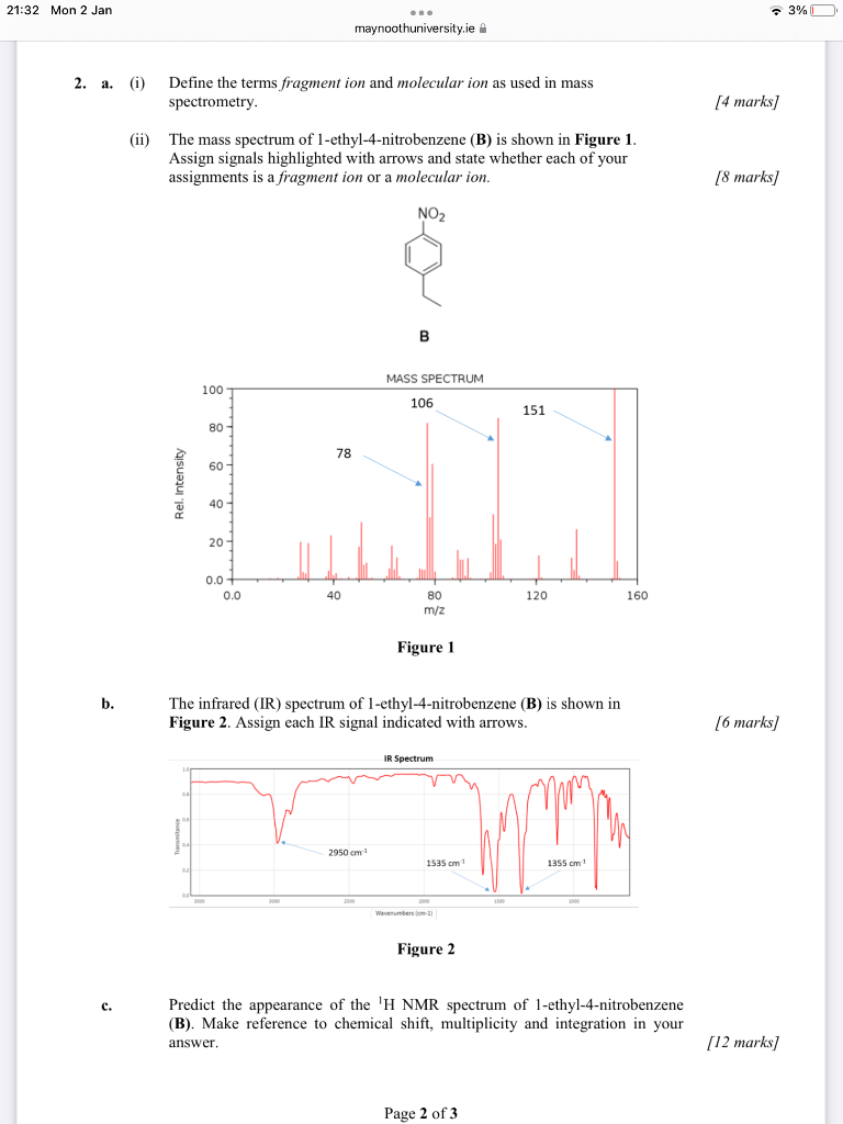 Solved 2. a. (i) Define the terms fragment ion and molecular | Chegg.com