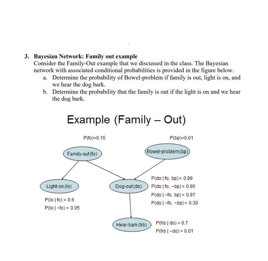 3. Bayesian Network: Family out example Consider the | Chegg.com
