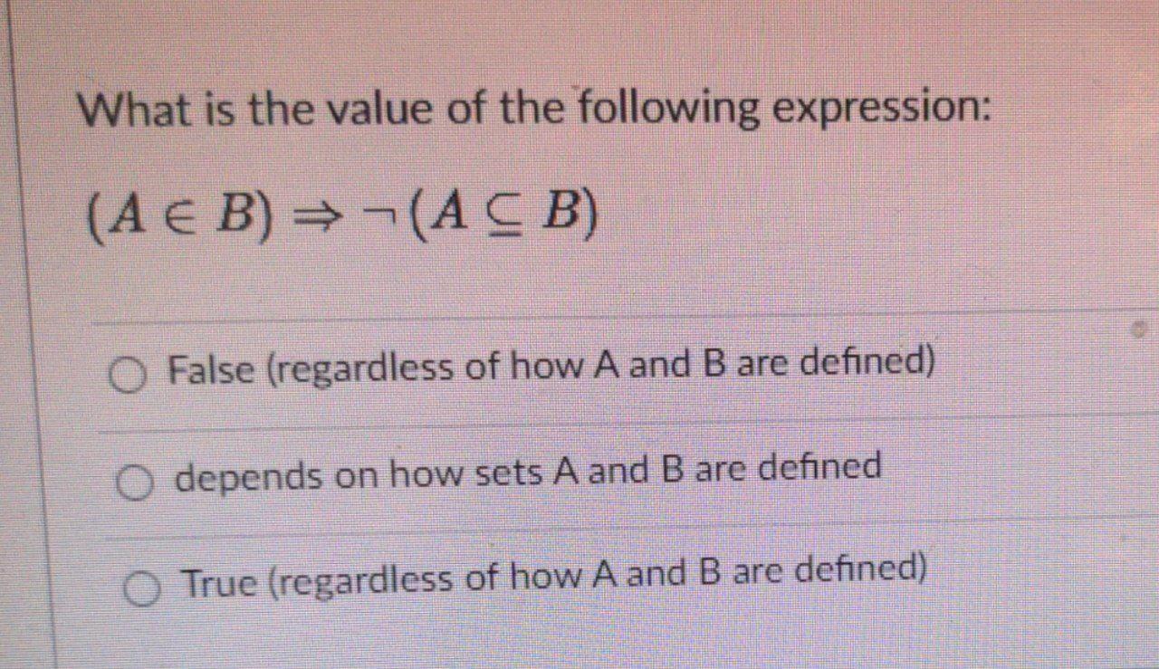 Solved What is the value of the following expression: | Chegg.com