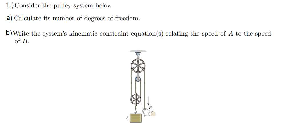 Solved 1.) Consider the pulley system below a) Calculate its | Chegg.com
