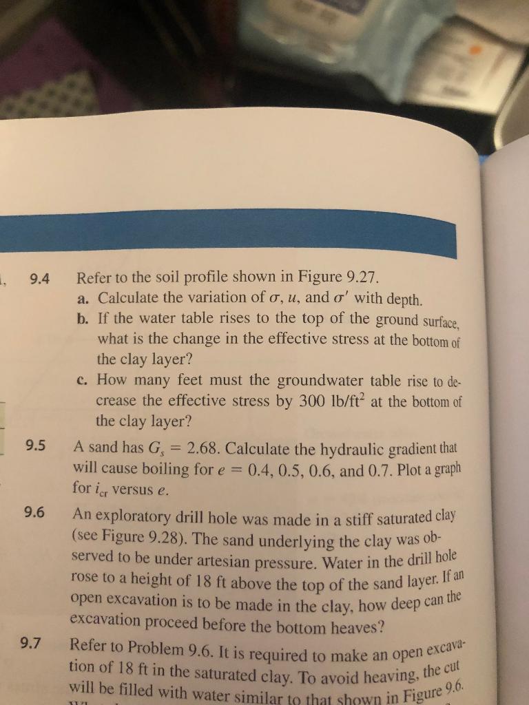 Solved .. 9.4 9.5 Refer to the soil profile shown in Figure | Chegg.com