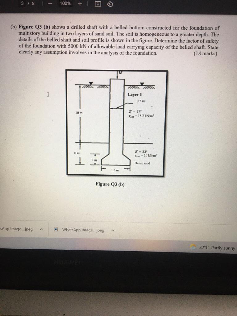 Solved 3 / 8 - 100% + (b) Figure Q3 (b) shows a drilled | Chegg.com
