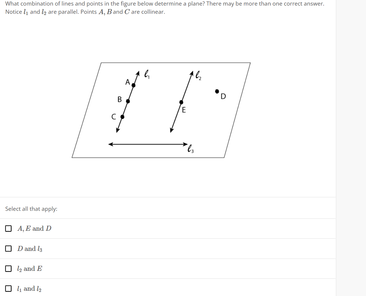 Solved What combination of lines and points in the figure | Chegg.com