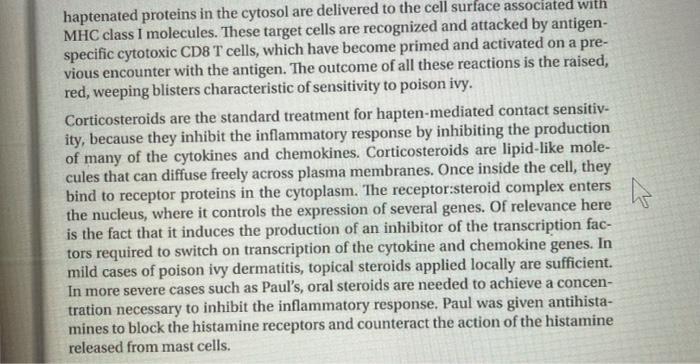Solved A Delayed Hypersensitivity Reaction To A Hapten