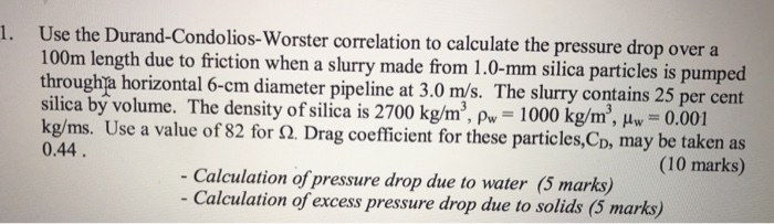 Solved Use the Durand-Condolios-Worster correlation to | Chegg.com