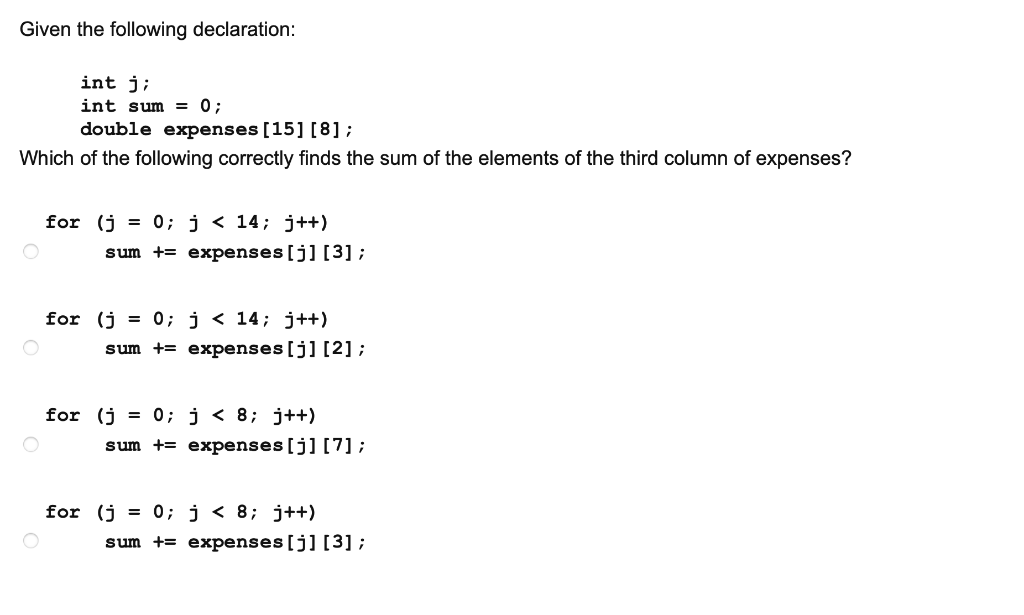 Solved Given The Following Declaration Int I Int Sum 0
