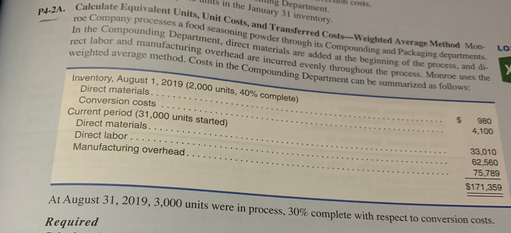 Solved Calculate Equivalent Units, Unit Costs, and | Chegg.com