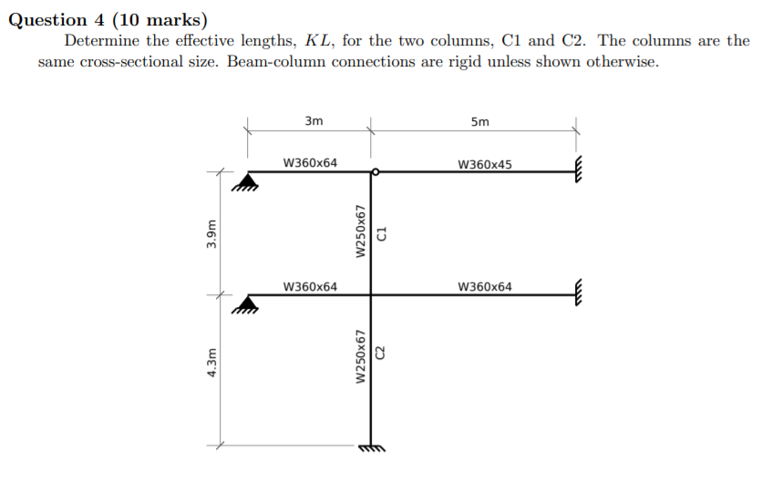Solved Determine the effective lengths, KL, for the two | Chegg.com