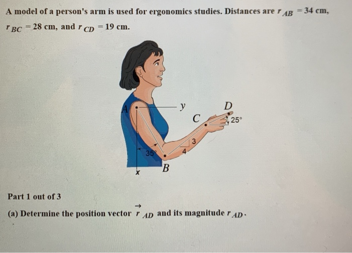 Solved A model of a person's arm is used for ergonomics | Chegg.com