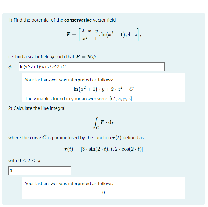 Solved Find the potential of the conservative vector | Chegg.com