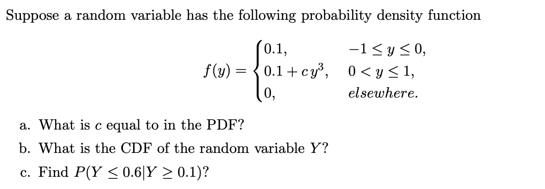 Solved Suppose a random variable has the following | Chegg.com