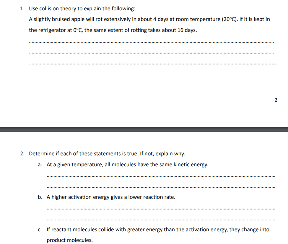 Solved Use collision theory to explain the following:A | Chegg.com