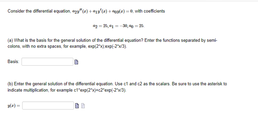 Solved Consider the differential equation, | Chegg.com