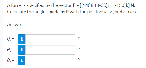 Solved A force is specified by the vector | Chegg.com