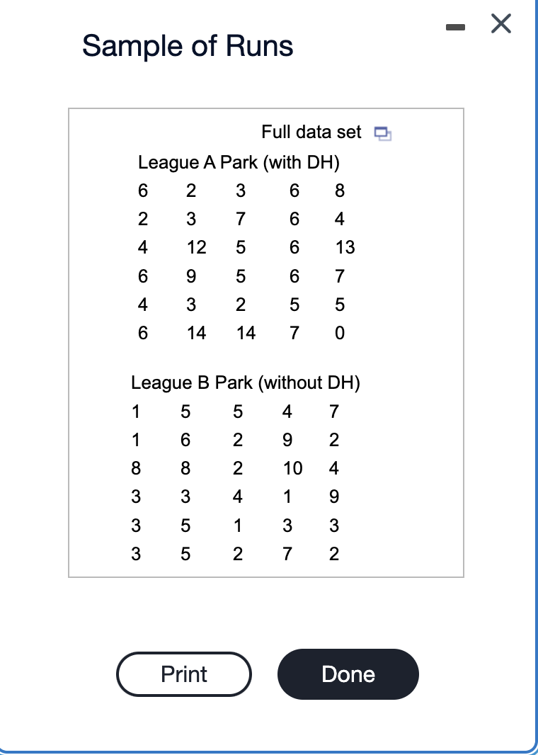 Solved In baseball, League A allows a designated hitter (DH) | Chegg.com
